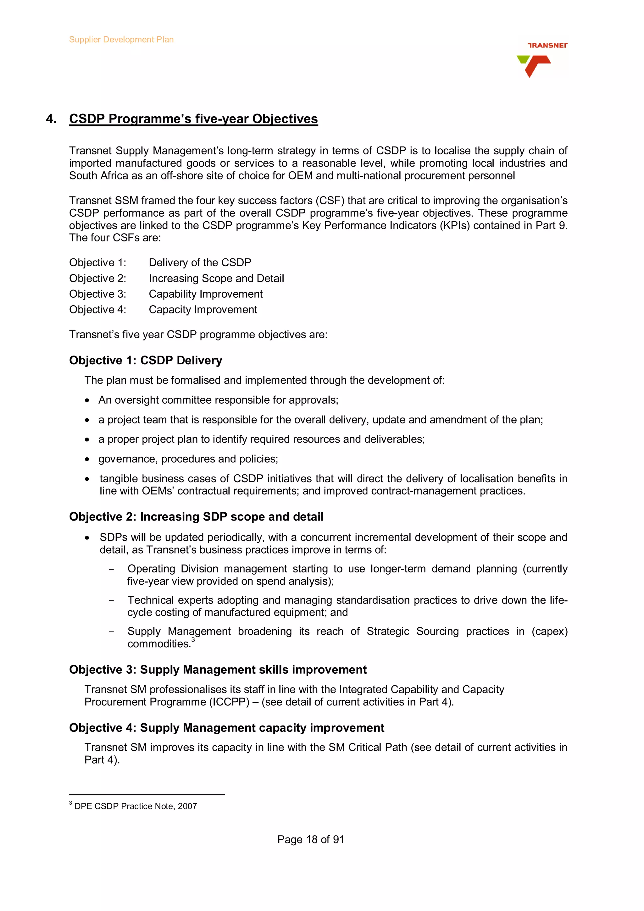 Transnet Supplier Development Plan | PDF