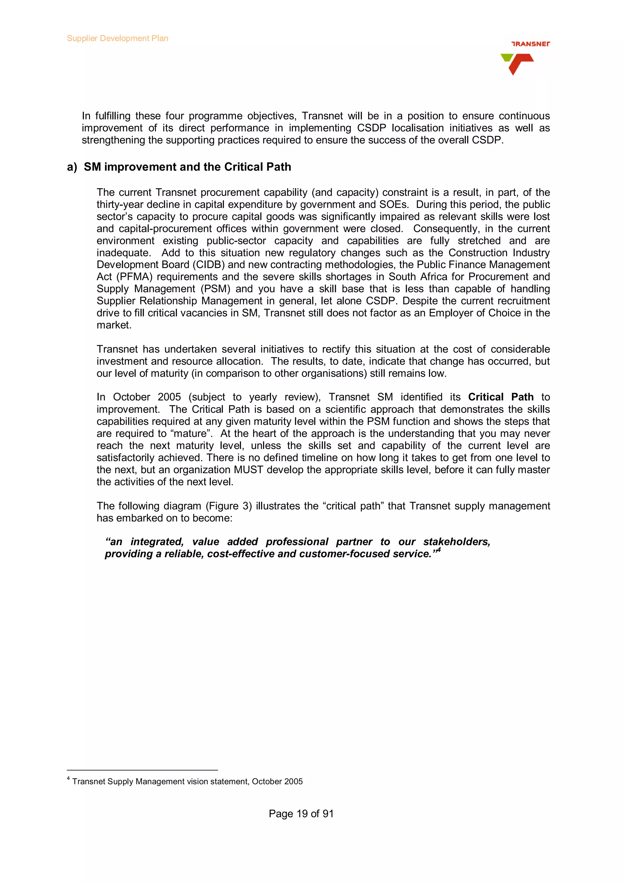 Transnet Supplier Development Plan | PDF