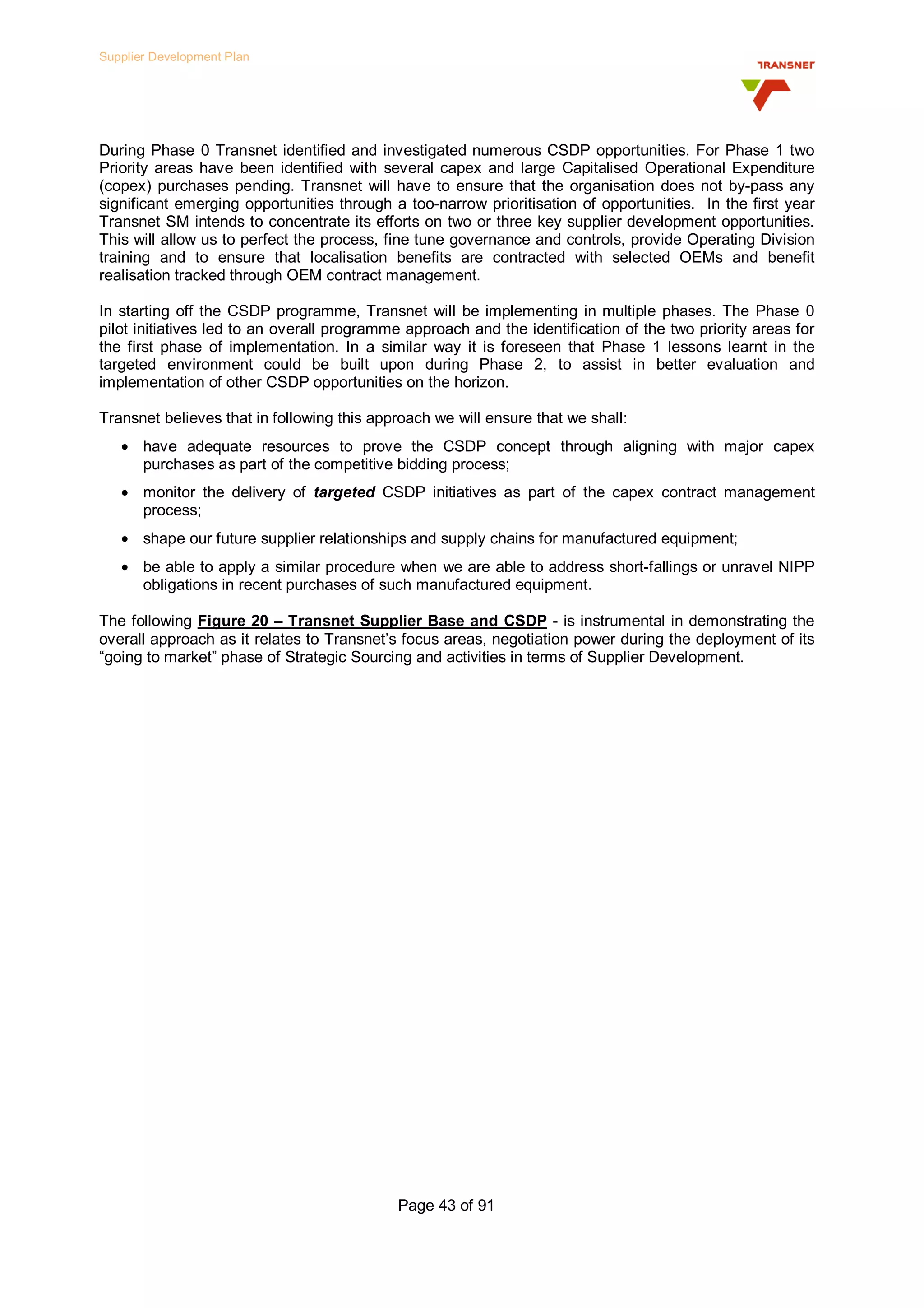Transnet Supplier Development Plan | PDF