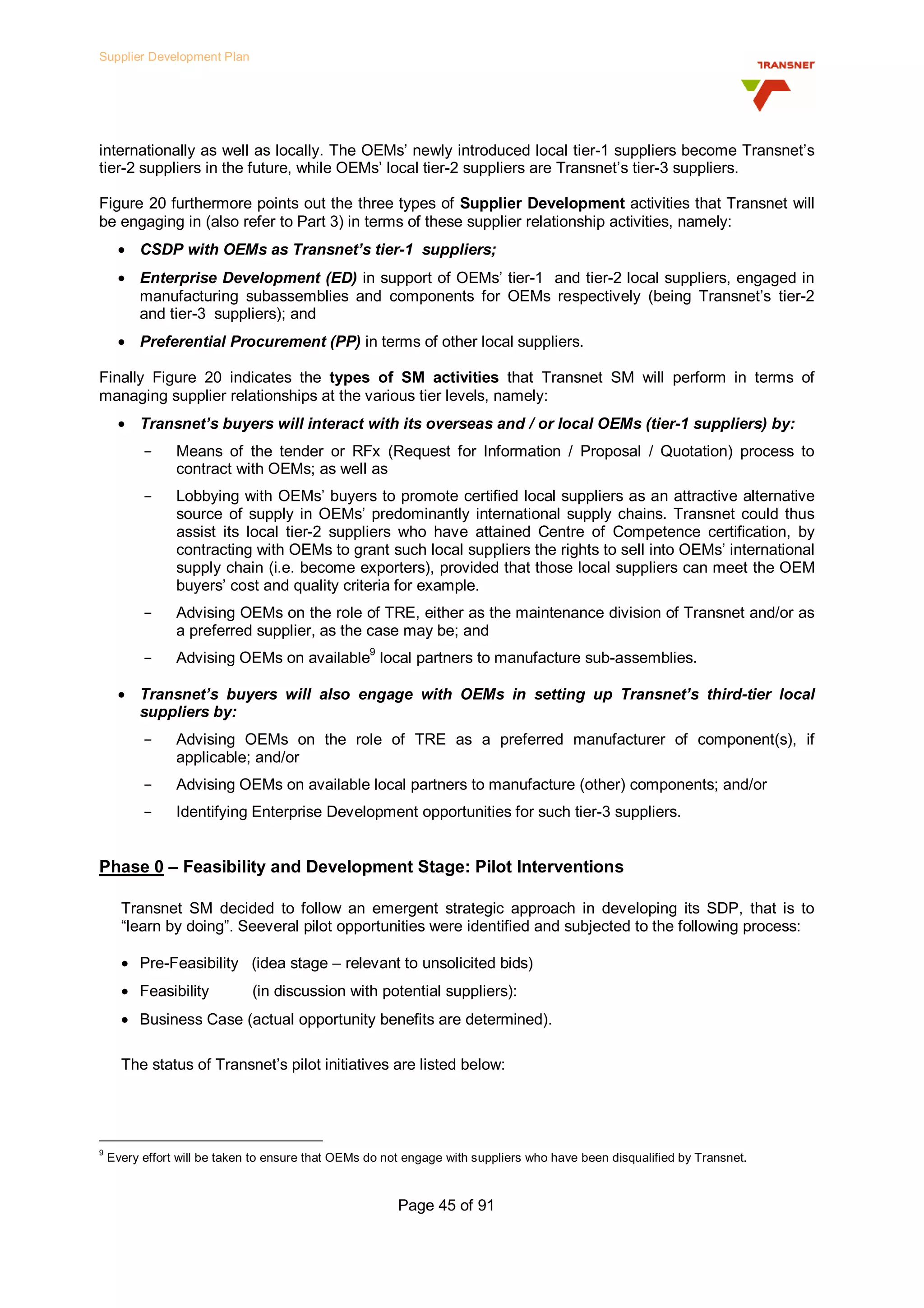 Transnet Supplier Development Plan | PDF