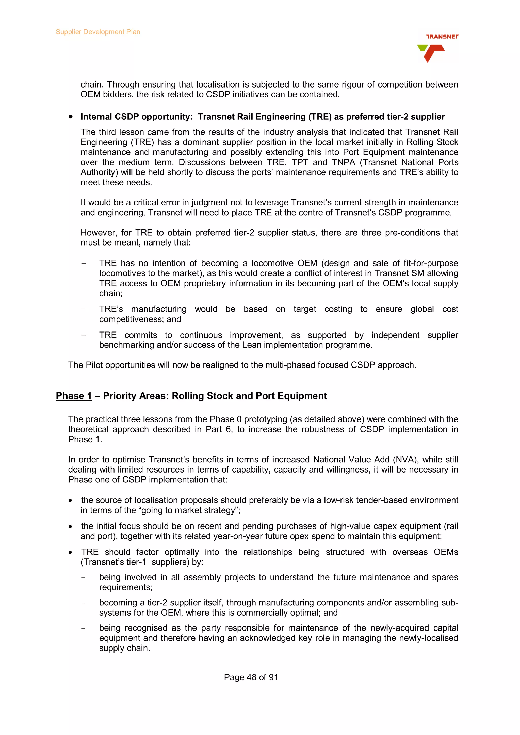 Transnet Supplier Development Plan | PDF