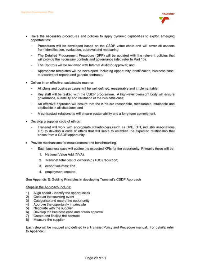 Transnet Supplier Development Plan | PDF