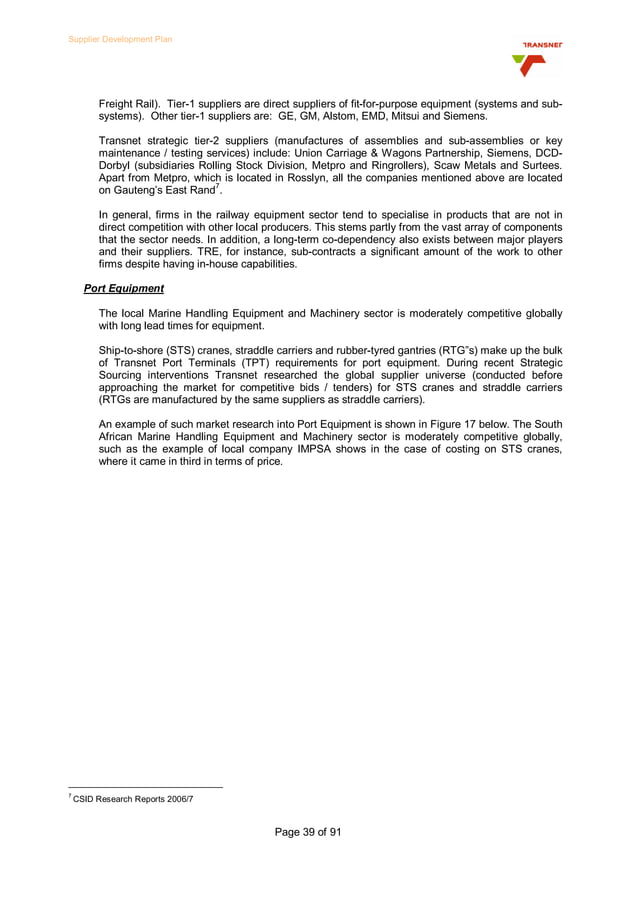 Transnet Supplier Development Plan Pdf