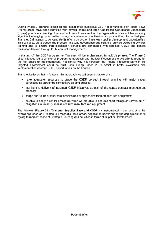 Transnet Supplier Development Plan | PDF