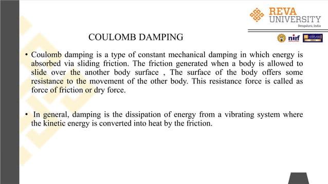 PPT PRESENTATION ON COULOMB DAMPING AND VISCOUS DAMPING | PPTX