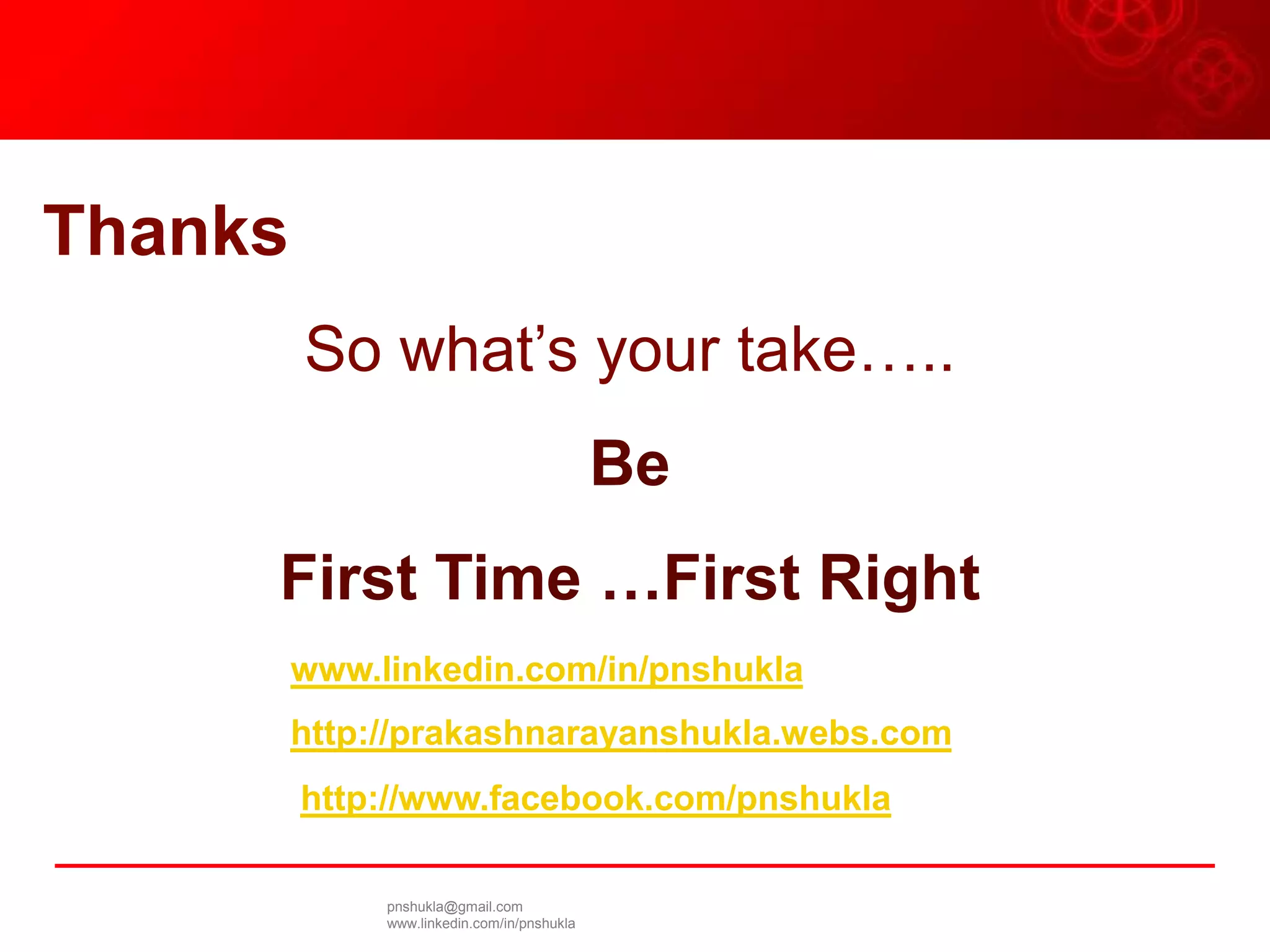 Quality : First Time Right Approach | PPTX