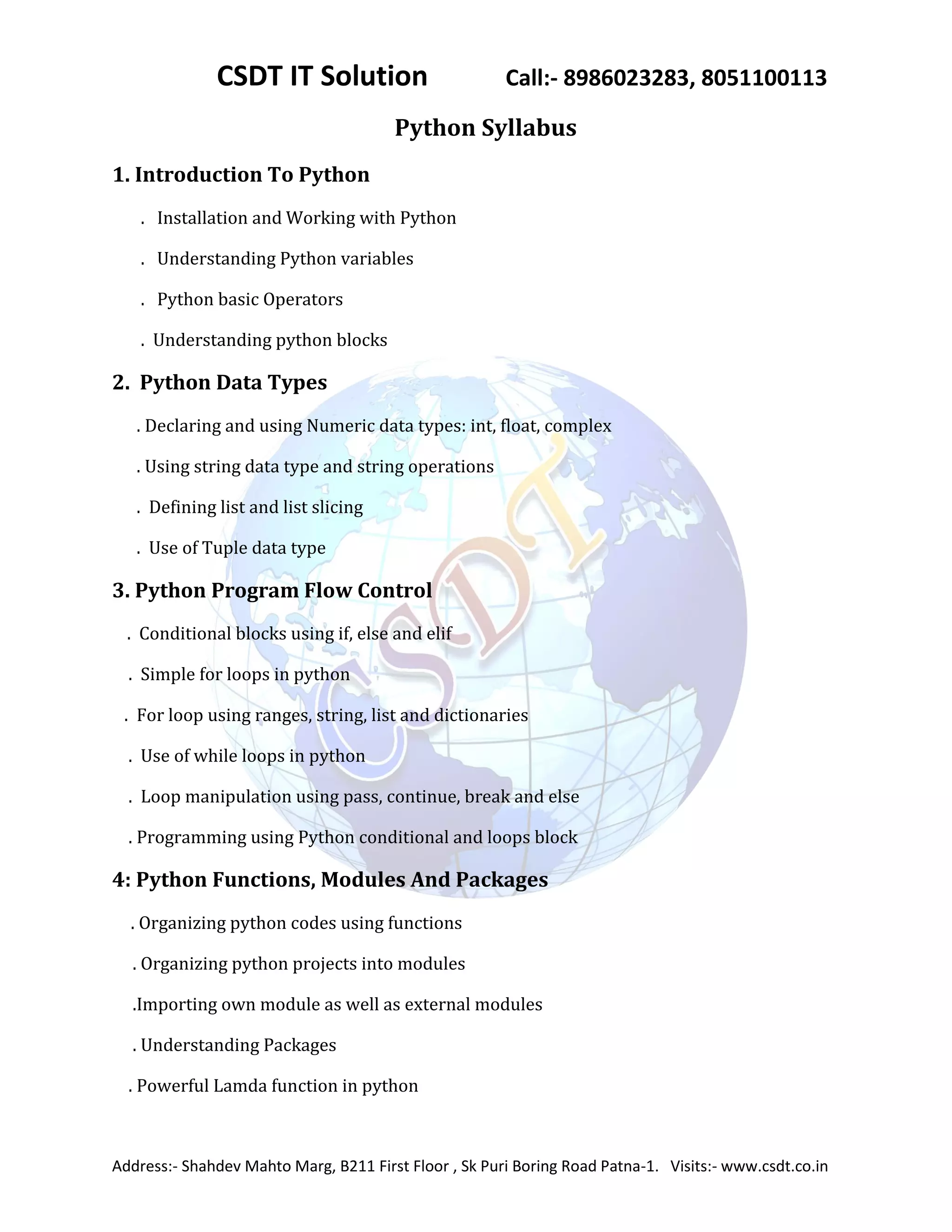 Python institute in Patna | PDF