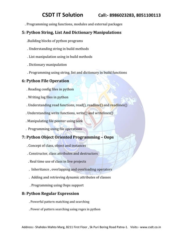 Python institute in Patna | PDF