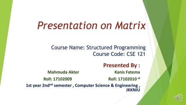 Cse 121 presentation on matrix [autosaved] | PPT