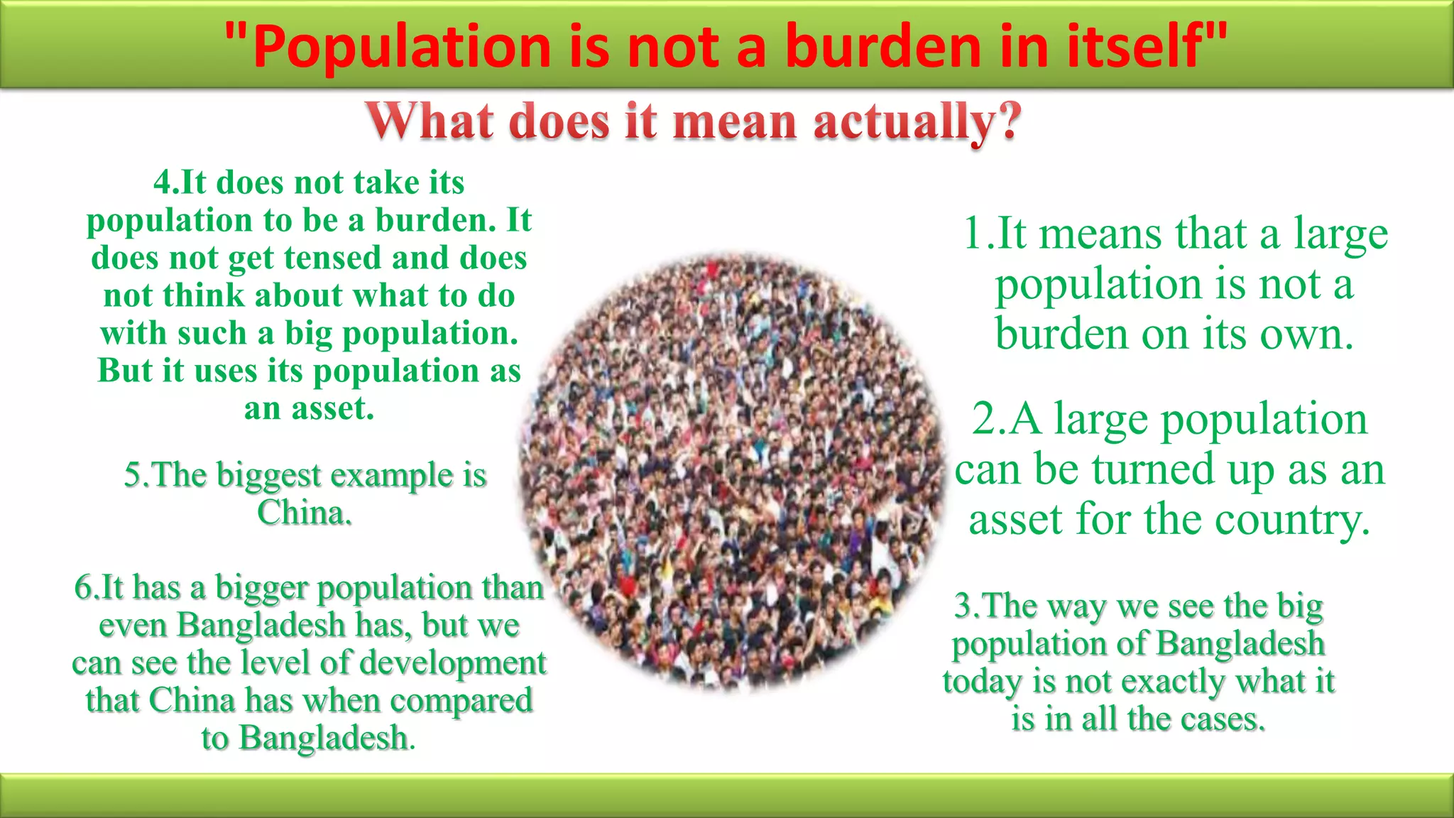 The population is resource or burden for Bangladesh | PPTX