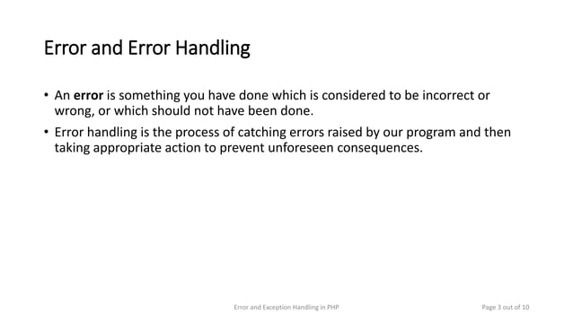 Error and Exception Handling in PHP | PPTX