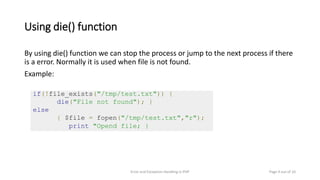 Error and Exception Handling in PHP | PPTX