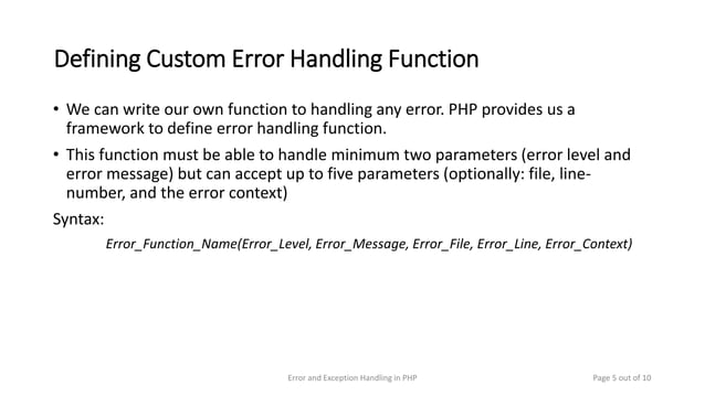Error and Exception Handling in PHP | PPTX
