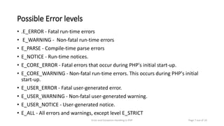 Error and Exception Handling in PHP | PPTX