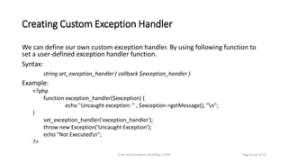 Error and Exception Handling in PHP | PPTX