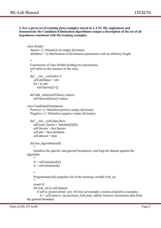 Cse 7th-sem-machine-learning-laboratory-csml1819 | PDF
