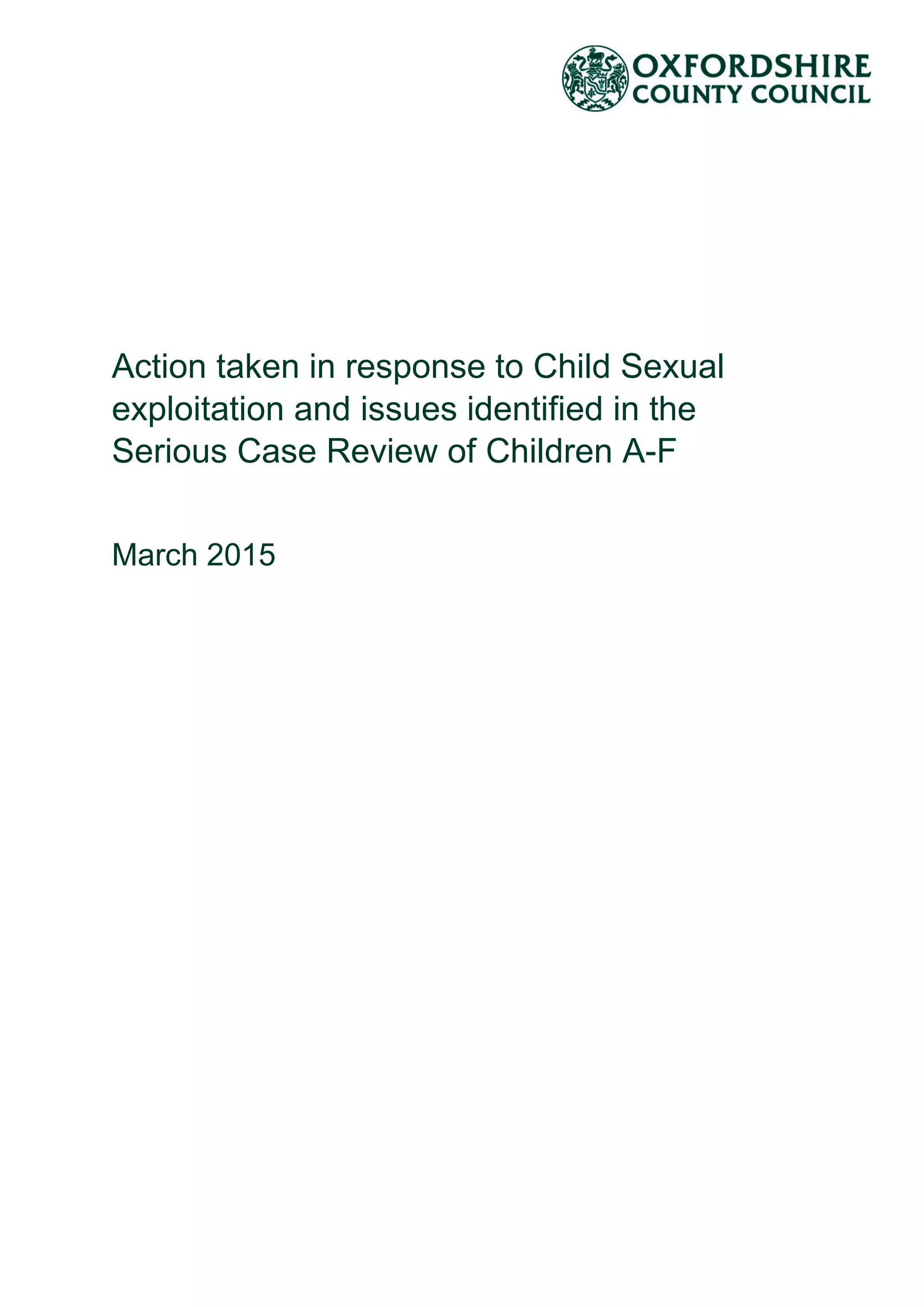 Action taken in response to Child Sexual exploitation and issues ...