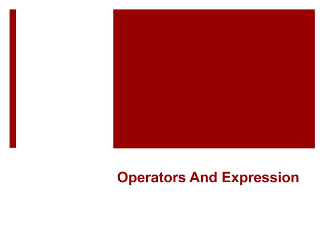 Cse Lecture 41 C Operators And Expression Ppt 1015