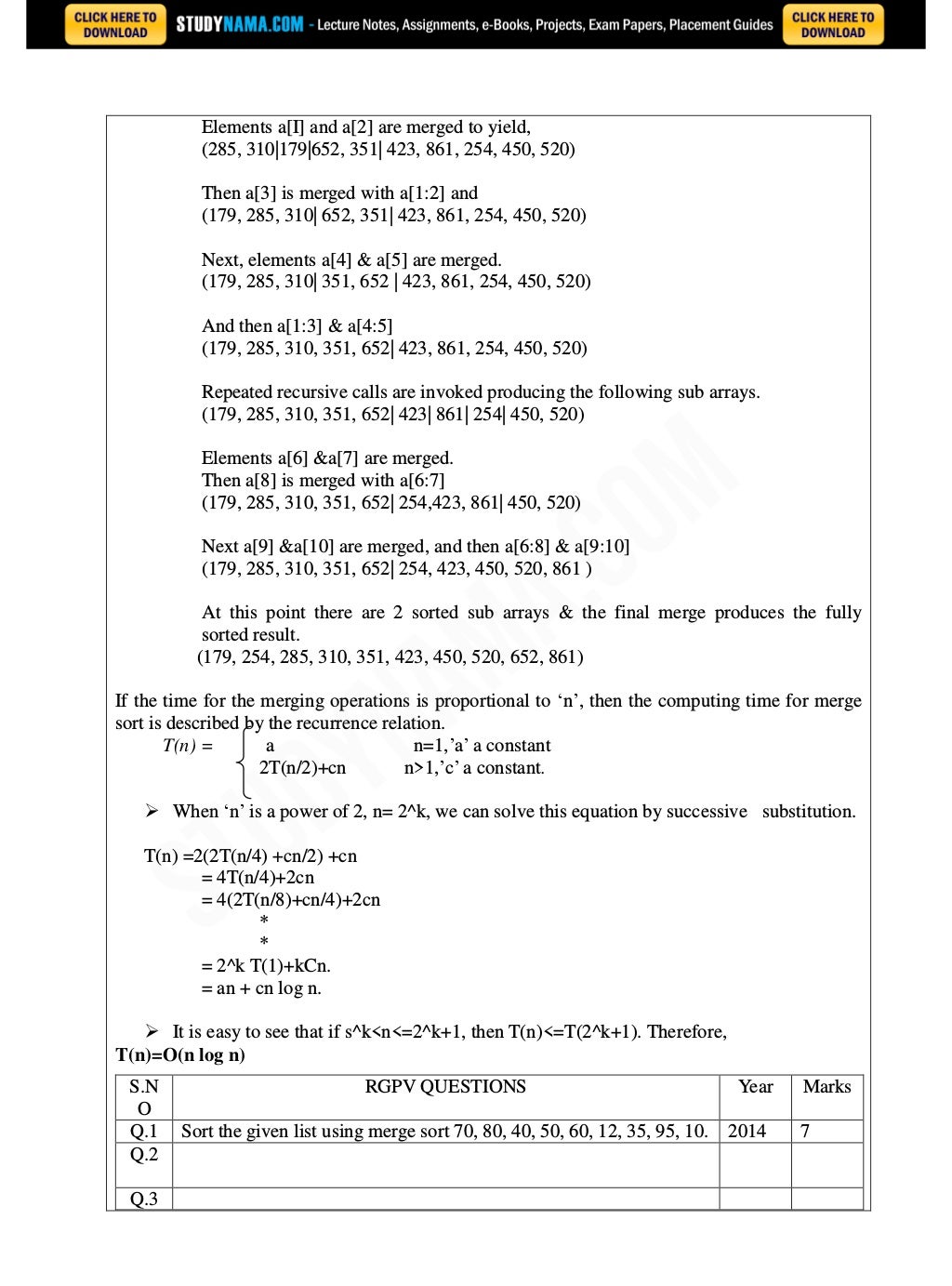 Cse second-year-daa notes, books, e book pdf download