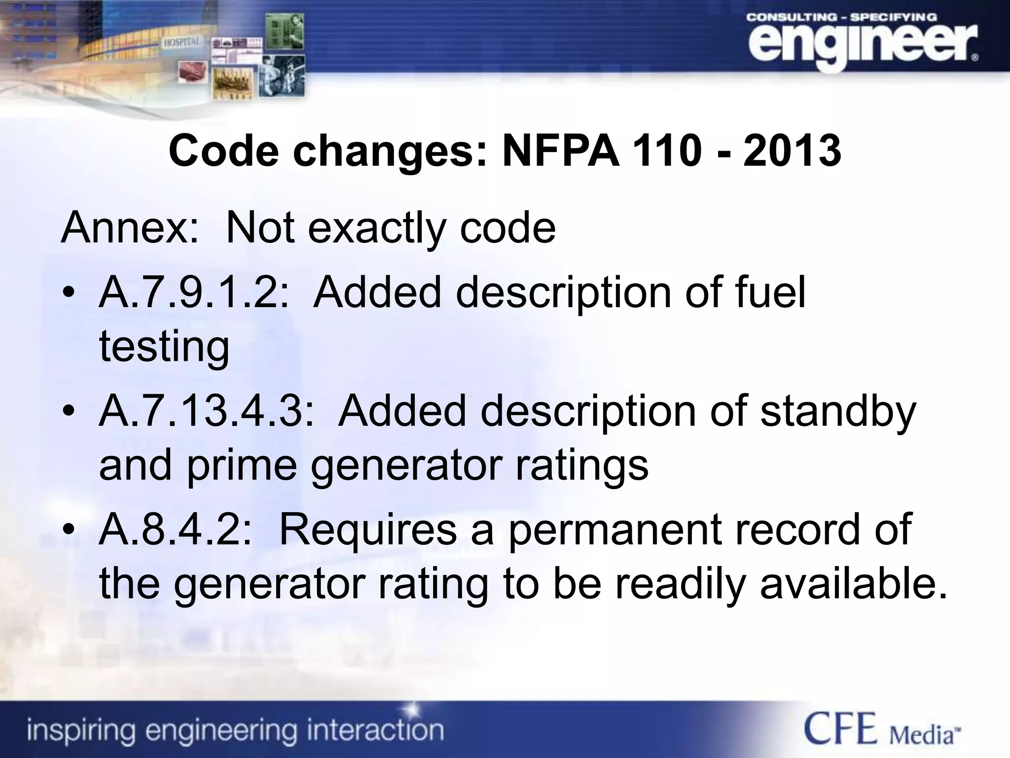 Critical Power: NFPA 110: Standard for Emergency and Standby Power | PPTX
