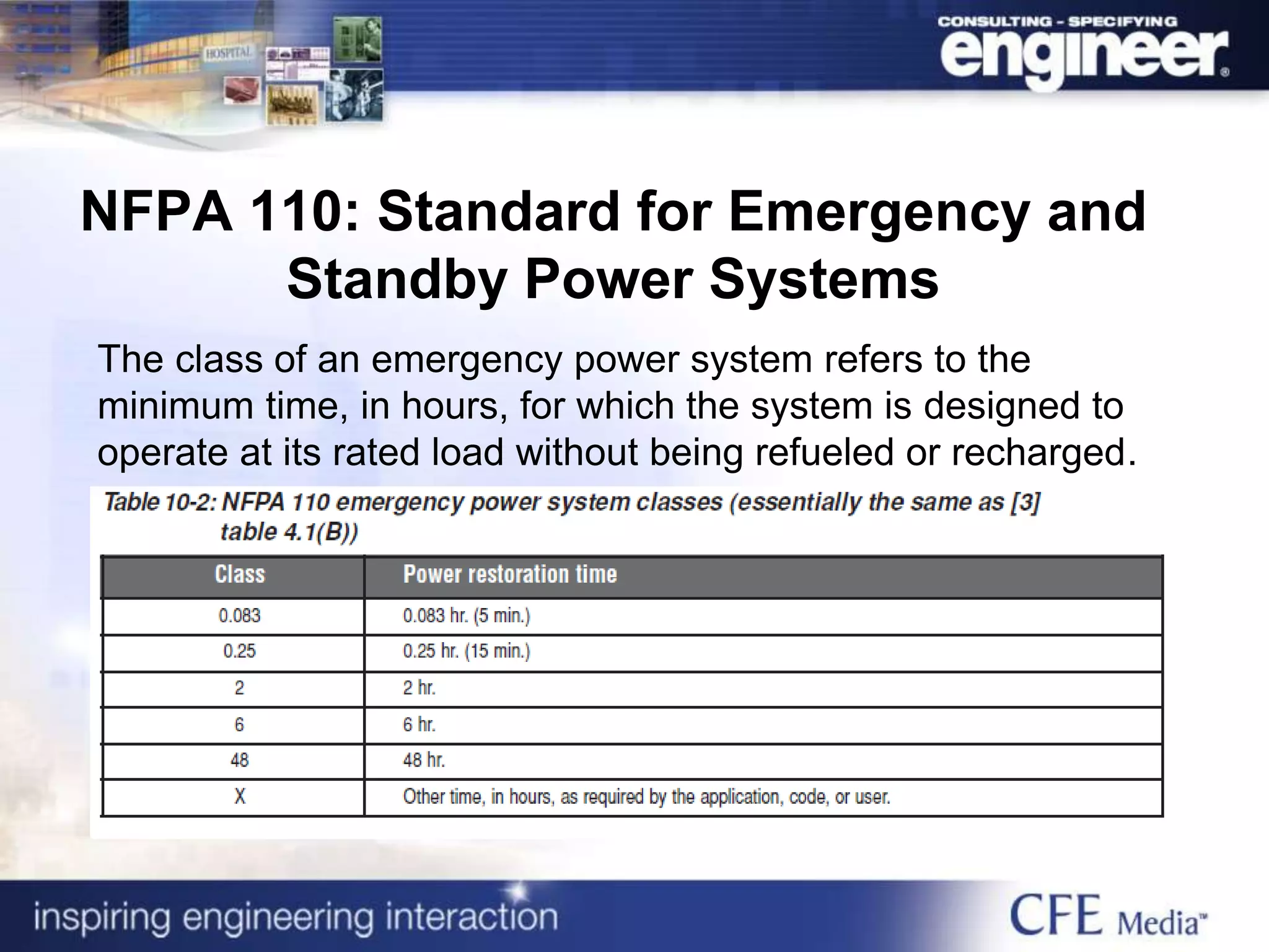 Critical Power: NFPA 110: Standard for Emergency and Standby Power | PPTX