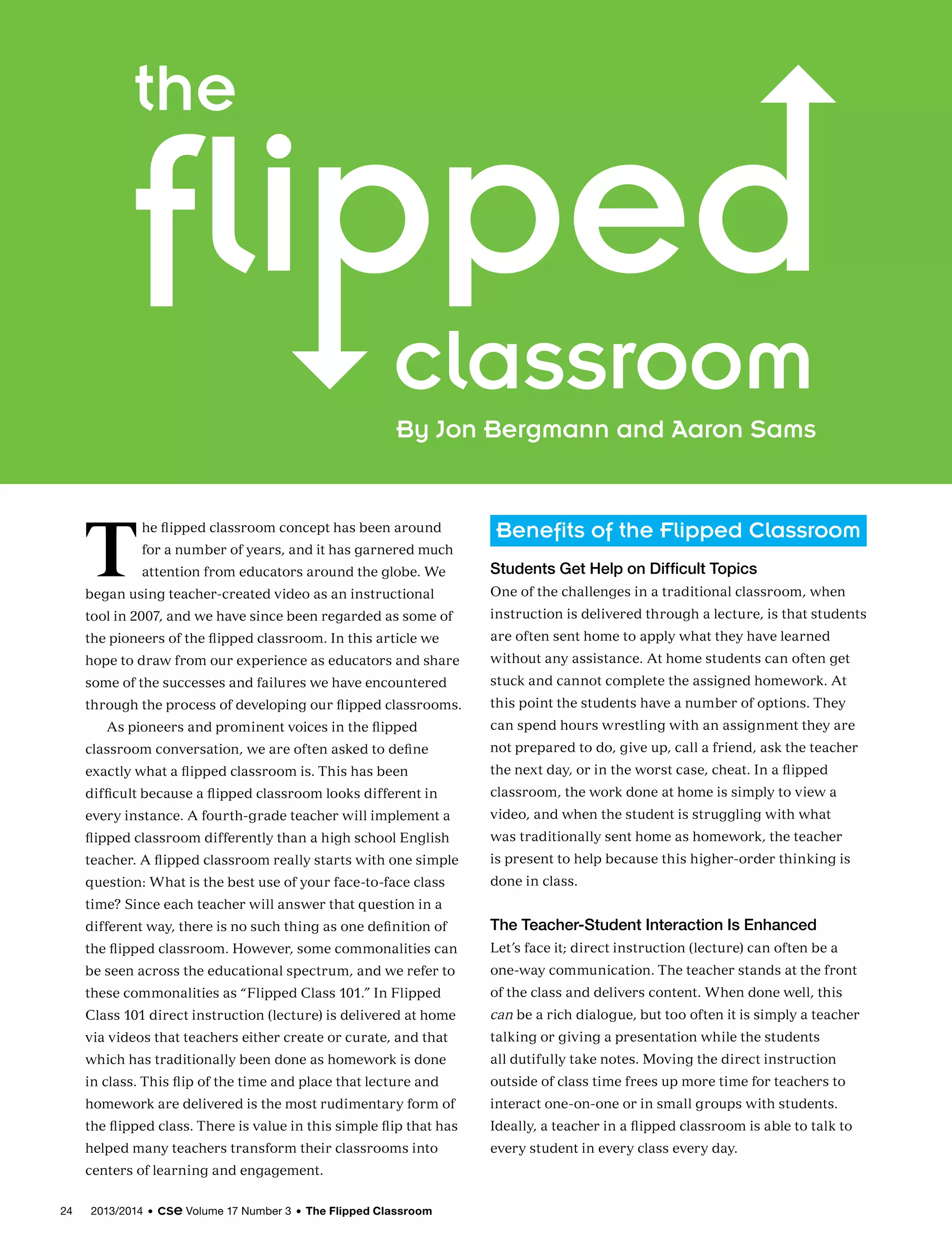 Cse17.3 bergmann - the flipped classroom | PDF