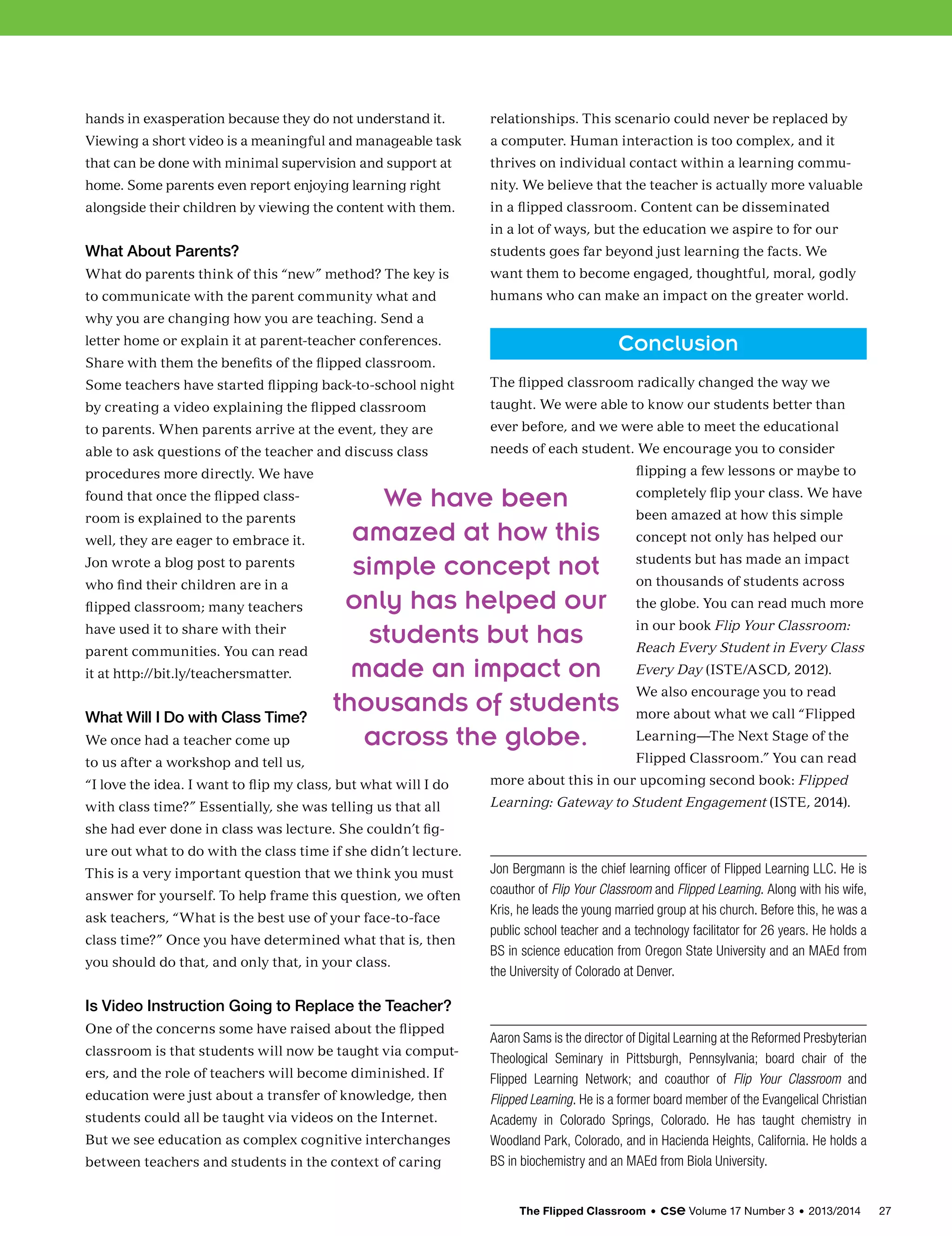 Cse17.3 bergmann - the flipped classroom | PDF