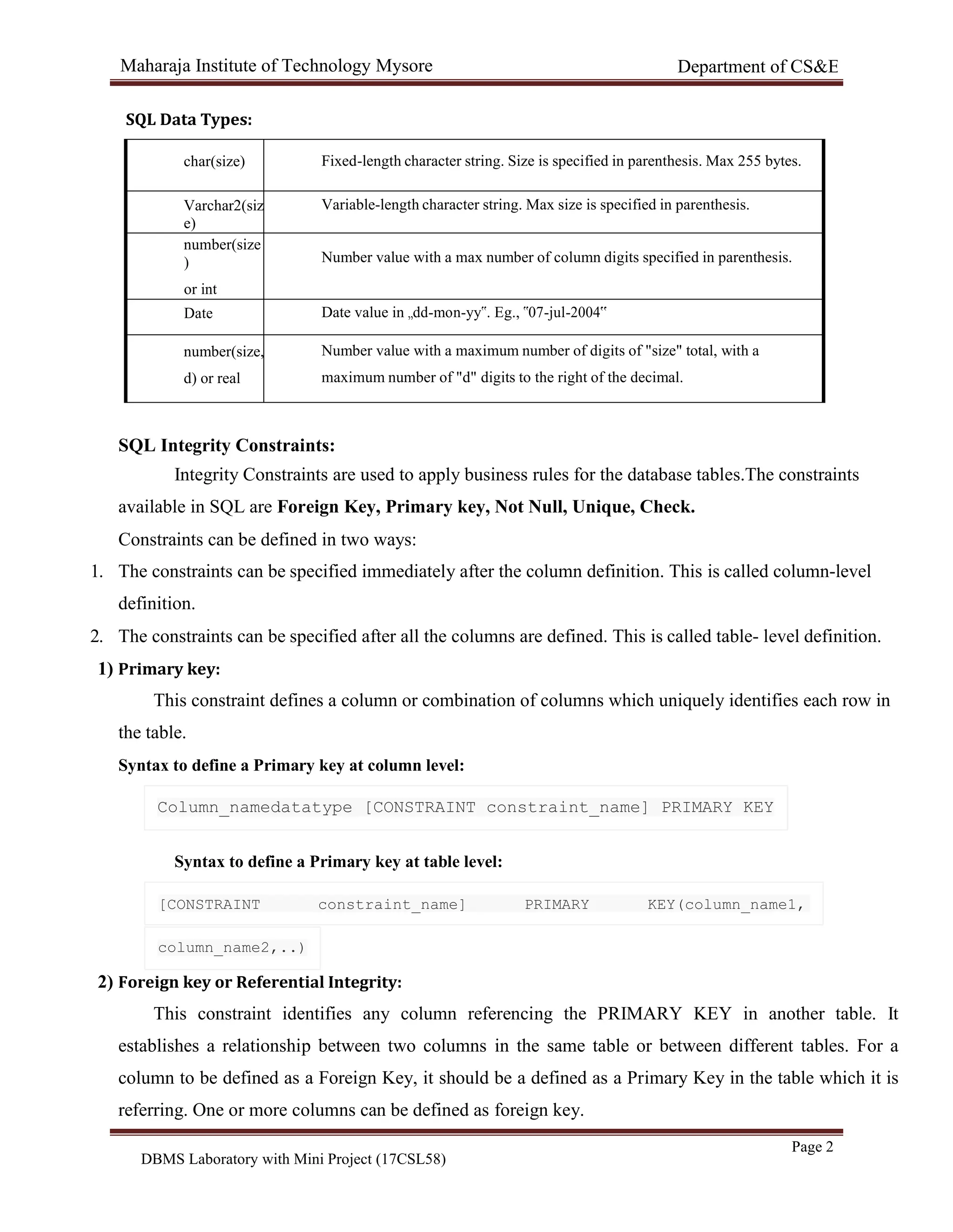 Database management system lLABMANUALpdf | PDF | Databases | Computer Software and Applications