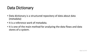 Data Dictionary in System Analysis and Design | PPTX