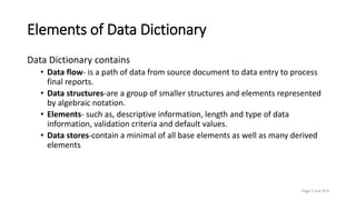 Data Dictionary in System Analysis and Design | PPTX