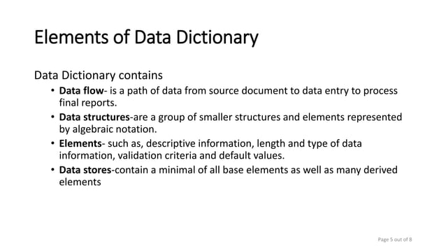 Data Dictionary in System Analysis and Design | PPTX