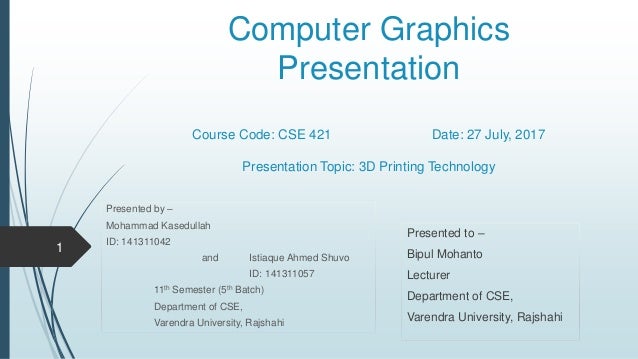 Computer Graphics Presentation Computer Graphics Presentation