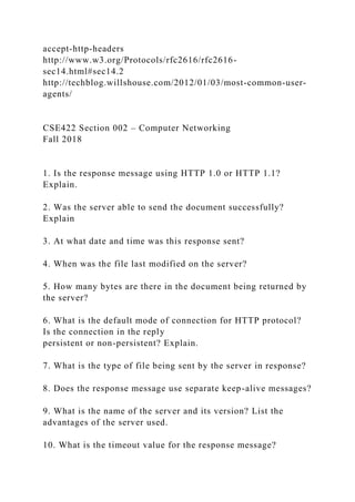 CSE422 Section 002 – Computer Networking Fall 2018 Ho.docx | Computer Networking | Computing