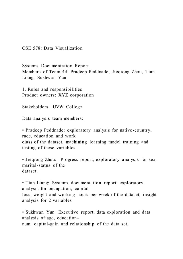 CSE 578 Data Visualization Systems Documentation Repo | DOCX | Undergraduate Education | College ...