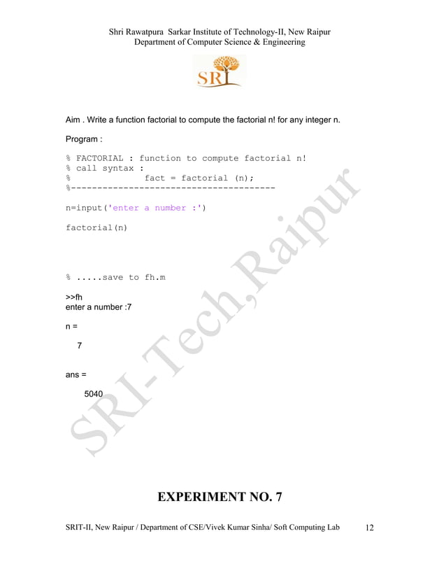 Cse 7 softcomputing lab | PDF