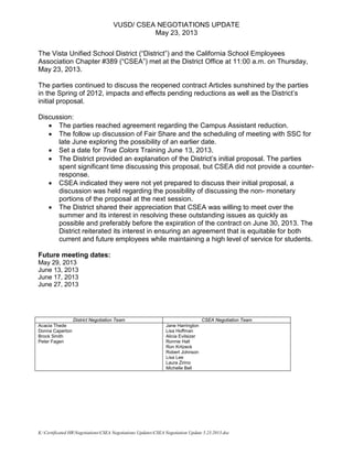 CSEA Negotiations Update 5 23 2013 | PDF