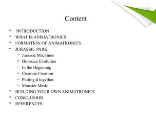 animatronics introduction and formation of animatronix | PPT