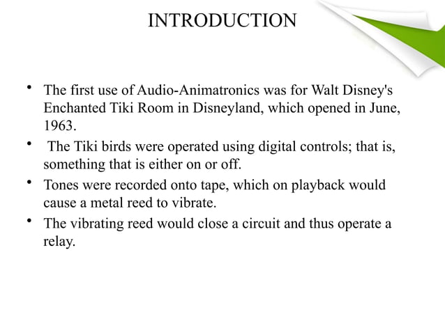 animatronics introduction and formation of animatronix | PPT