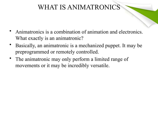 animatronics introduction and formation of animatronix | PPT