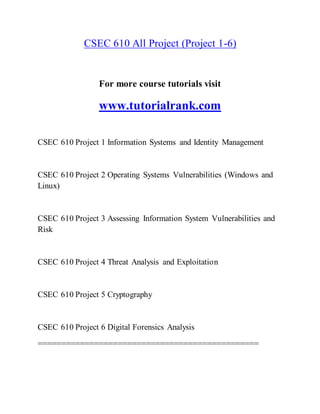 CSEC 610 Effective Communication/tutorialrank.com