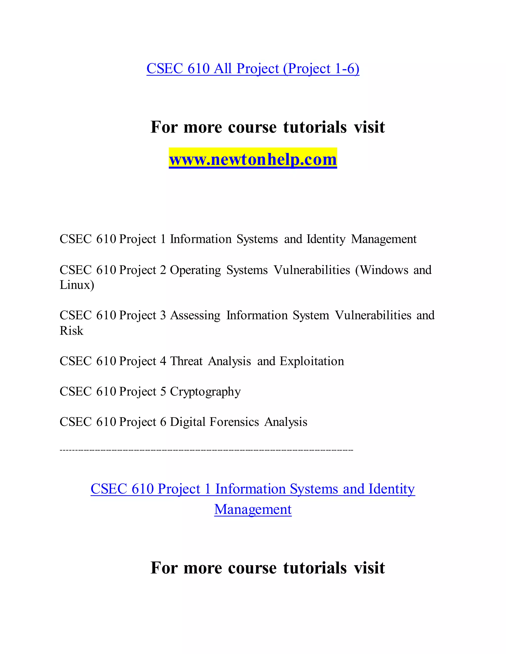 Csec 610 Extraordinary Success/newtonhelp.com