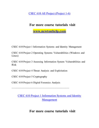 Csec 610 Extraordinary Success/newtonhelp.com