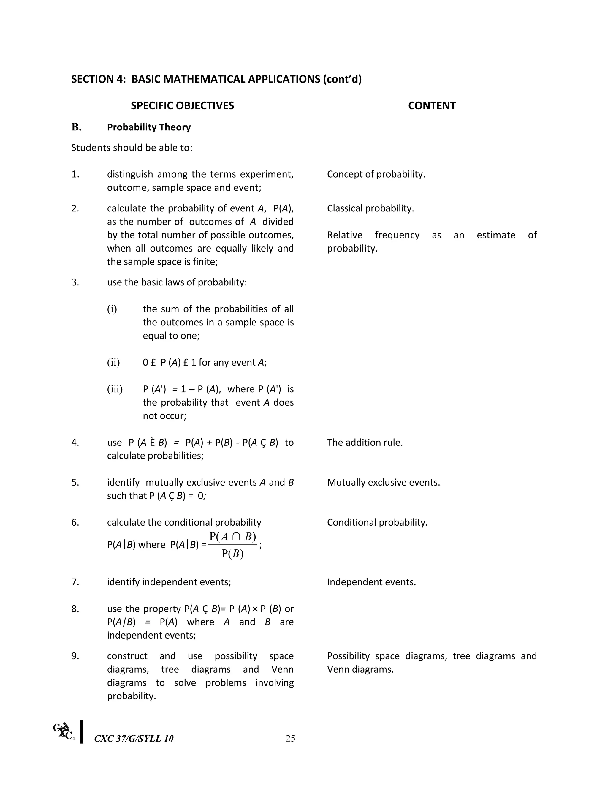 Csec additional mathematics syllabus | PDF