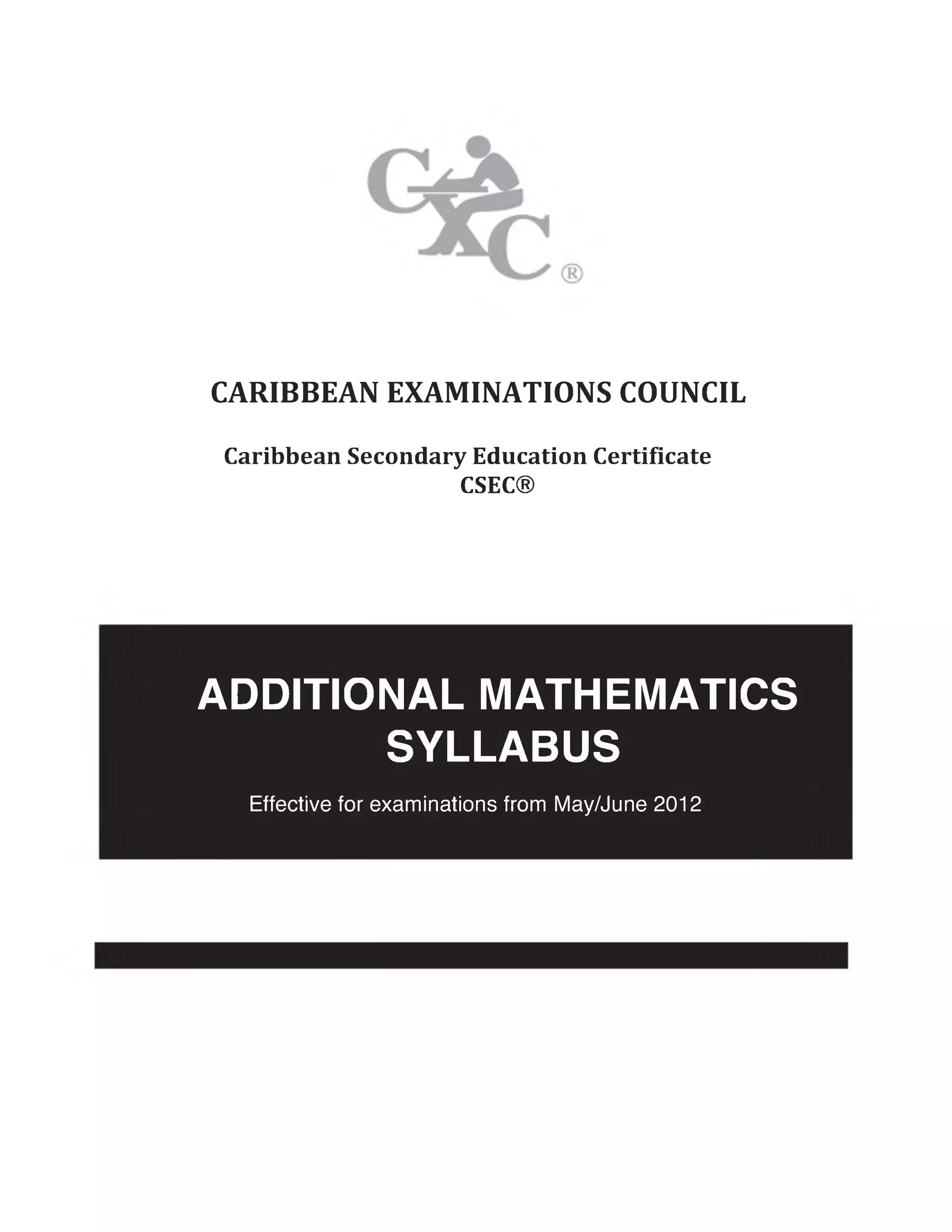 CXC CSEC Syllabus for Additional Mathematics | PDF