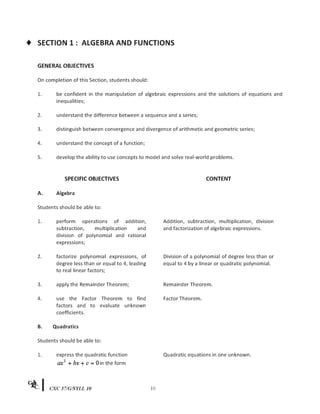 CXC CSEC Syllabus for Additional Mathematics | PDF