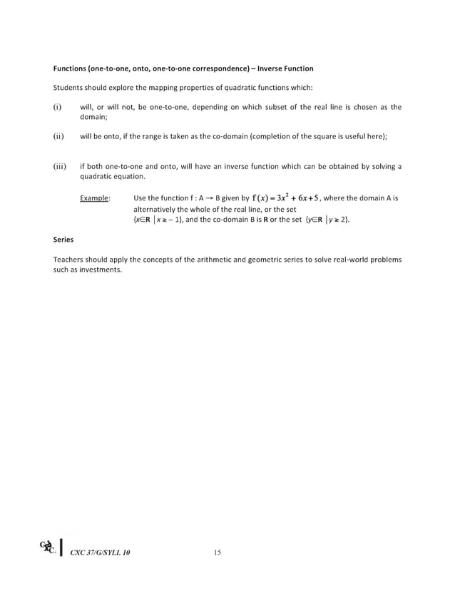 CXC CSEC Syllabus for Additional Mathematics | PDF