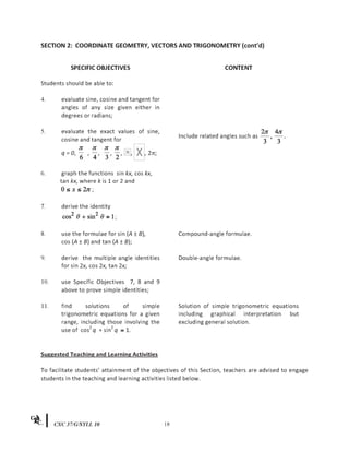 CXC CSEC Syllabus for Additional Mathematics | PDF