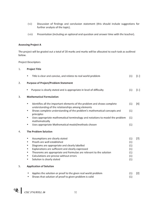 CXC CSEC Syllabus for Additional Mathematics | PDF