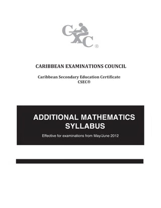 CXC CSEC Syllabus for Additional Mathematics | PDF