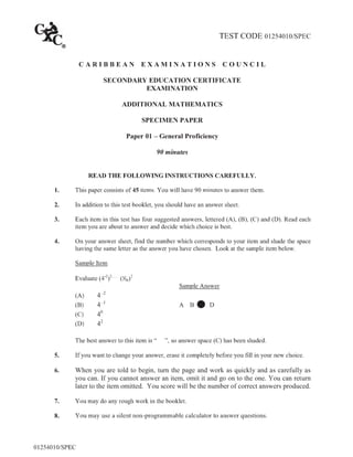 CXC CSEC Syllabus for Additional Mathematics | PDF